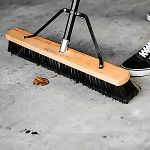 BRISTLE BOSS- 24 inch Push Broom for Outdoors- Outdoor Broom with Durable Steel Braces, Heavy-Duty Push Broom, Outdoor Broom for driveways, Garage Push Brooms, Push Broom Outdoor, Patio Sweeping