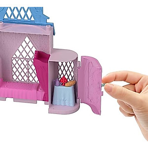 Mattel Disney Frozen Anna Doll House Stackable Castle with Small Doll, Olaf Figure & 7 Furniture & Accessories, Portable,Multicolor