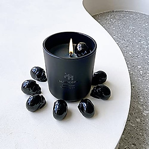 Scented Candles, Cool Candles, Black Candles, with Crystal Skull (Black Obsidian 1.5 inch), Skull Decor, Gothic Home Decor, Candles for Men, Halloween Candles, Gothic Décor, Skull Decorations