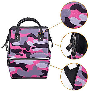 Pink Grey Camouflage Pattern Diaper Tote Bags Mummy Backpack Large Capacity Nappy Bag Nursing Traveling Bag for Baby Care