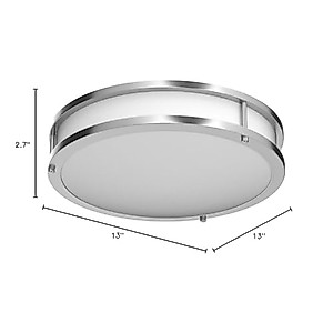 13Inch 36W Ceiling Light Fixtures 2 Packs, 5CCT LED Flush Mount Ceiling Mount Lights 2700K 3000K 4000K 5000K 6500K, Dimmable Close to Ceiling Lighting for Bathroom Kitchen Stairwell Bedroom, Nickel