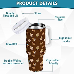 ARGTILDN 30 oz Tumbler Squirrels Animal Insulated Travel Mug with Handle and Straw Lid Stainless Steel Vacuum Coffee Cup Tea Beverage Container Water Bottles for Car Sports office
