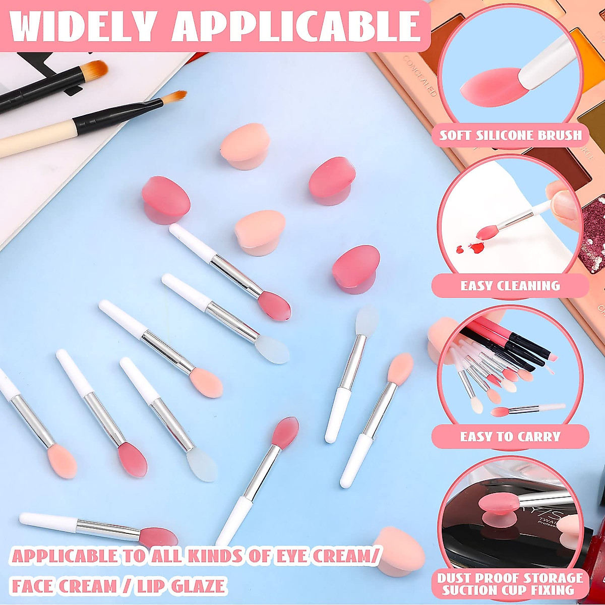 30 Pcs Silicone Lip Brush with Cover Lipstick Applicator Brushes Silicone Lipstick Brush Reusable Lip Applicator Silicone Makeup Applicator Lip Makeup Brush for Applying Cream or Eyeshadow, 3 Colors