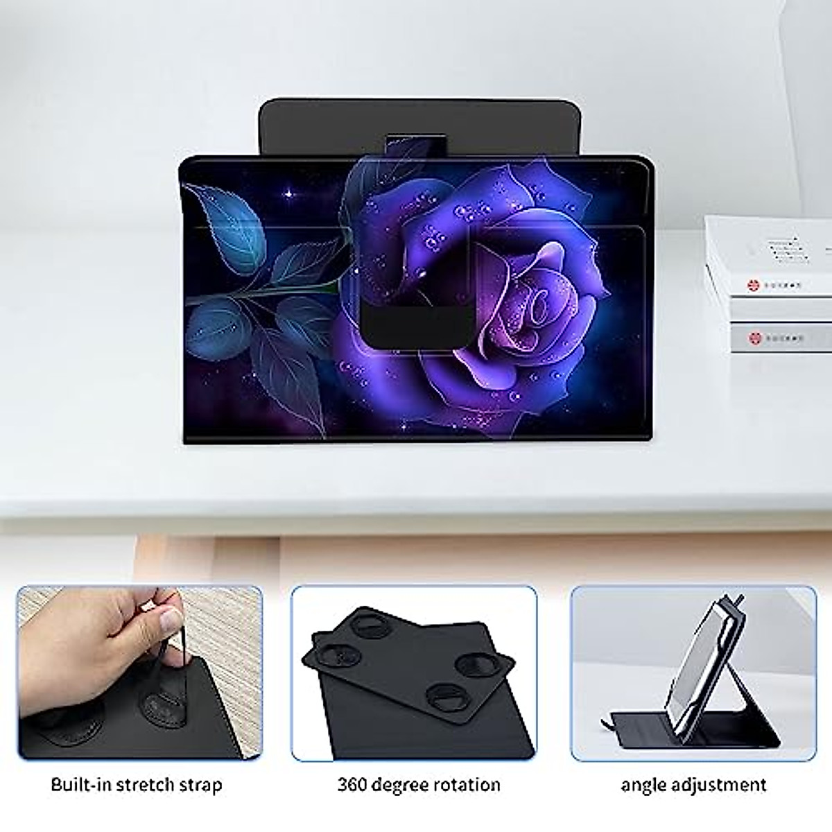 Case for TCL Tab 10 5G 10.1" 9183W (2022)/TCL TAB 10s 9080G（2021/TCL TAB 10s 9081X/TCL Tab Pro 5G Tablet 10.36 inch/TCL TAB MAX 10.4 Inch 360 Degree Rotatable Cover,Purple Rose