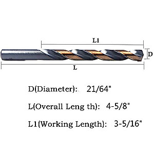 6 PCS, 21/64", Black and Gold, Drill Bits