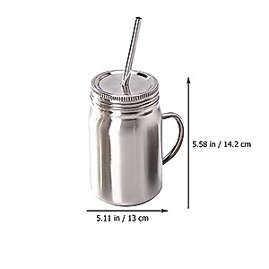 EXCEART Mason Jar Cups 2 Pcs 700ml Stainless Steel Insulated Mason Jar Tumblers Mug with Lids Straws Double Walled Drinking Travel Mugs Smoothie Cup for Water Coffee Juice Silver Mason Jar Beer Mugs