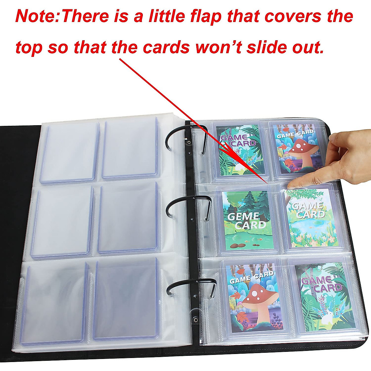 TURKRA Toploaders Binder with 25 Pages, 3-Ring Top Loaders Holder Album Holds 150 3" x 4" Standard Toploaders Hard Holders(Black)