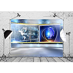Loccor 8x6ft News Broadcast Backdrop Fabric Studio TV Global Breaking News Broadcasting Hall Backdrop Media Program Reporter Interview Photography Background Business Person Video Record Photo Props