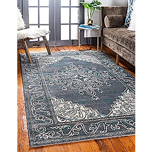 Unique Loom Aurora Collection Over-Dyed, Abstract, Botanical Southwestern, Transitional Area Rug, 2 ft x 3 ft, Gray/Ivory