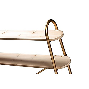 Baxton Studio Merida Gold Finished and Brown Finished 2-Tier Twin Size Shelf