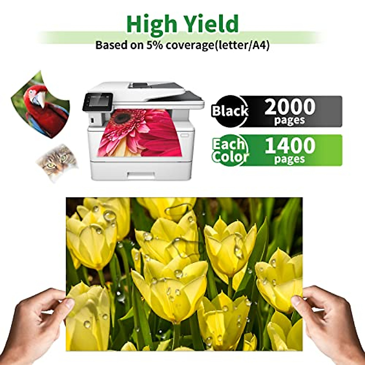 CAIRE Compatible Dell E525W E525DW E525 Toner Cartridge, Toner Cartridges Replacement for Dell E525W Color Laser Printer for 593-BBJX 593-BBJU 593-BBJV 593-BBJW (Black*2 Cyan Magenta Yellow, 5 Pack)