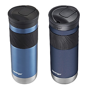 Contigo 20oz Vacuum-Insulated Stainless Steel Leak-Proof Travel Mug, Keeps Drinks Hot/Cold - 2-Pack Blue Corn & Midnight Berry