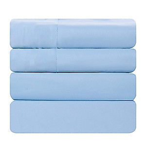 Cheap Bedding Bed Sheet Set - 4 Piece Queen - Microfiber - White and Purple Deep Pockets -King Sheets Sets Closeout - 3 PC Twin Black and Yellow - Sabanas Full Size Clearance Prime (Queen, Blue)