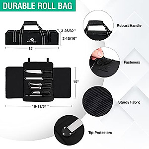 Mossy Oak Outdoor Knife Set - 6 PCS Chef Knife Set with Roll Bag - Premium Stainless Steel BBQ Knife Sets with Ergonomic Handle - 6’’ Fillet Knife for Fishing - Birthday Gifts for Women Men Lovers