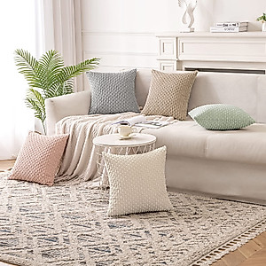 ANRODUO Pack of 2 Cream White Pillow Covers Decorative Throw Pillow Covers 18x18 Inch for Couch Bed Living Room Soft Corduroy Striped Square Cushion covers Rustic Farmhouse Boho Fall Home Decor