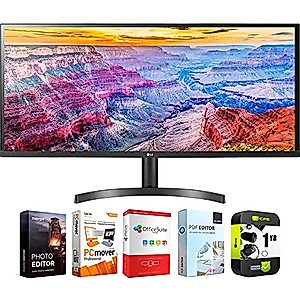 LG 34WL600-B 34 inch UltraWide IPS FreeSync LED Monitor 2560 x 1080 21:9 Bundle with 1 YR CPS Enhanced Protection Pack and Elite Suite 18 Standard Editing Software Bundle
