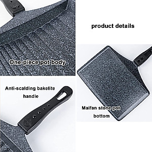 TINGJUNN Omelet pan smokeless frying pan, non-stick tamagoyaki frying pan, wave-bottom wheat rice omelet pan, rectangular frying pan with anti-scalding handle, easy to clean.