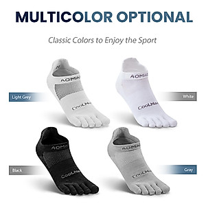 aomagic Men & Women's Five Toe Socks for running hiking,Athletic 5 Toe Socks Lightweight Breathable-Value 3 Packs-Black, Medium