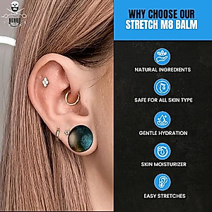 Ear Stretching Balm - Aftercare for Piercings - 30ml - Lobe Stretching - Soothing Formula – All Natural Ingredients Jojoba Oil & Tea Tree Oil