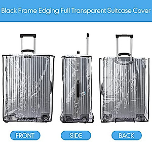 Jexine Clear PVC Luggage Cover 2 Pcs Large Suitcase Cover Protectors Transparent Protective Luggage Protector for Travel Suitcases Bags (20 Inch, 28 Inch)