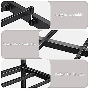 iPormis Queen Size Metal Bed Frame with Leather Headboard, Heavy-Duty Platform Bed Frame, Thicker Metal Steel Slats Support, 12'' Under-Bed Space, Noise-Free, Easy Assembly, Black