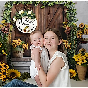 Mrocioa Welcome Sign, 14 x 14 inches, Decorative Signage with Interchangeable Gnome Icons, Seasonal Wood Wreaths Front Door Decorations, Housewarming Gift