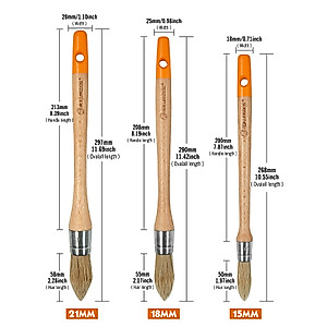 ROLLINGDOG Trim Paint Brush-3PC Trim Brush Set,Small Paint Brush, Edge Painting Tool for Windows, Walls,Doors(15mm,18mm,21mm)
