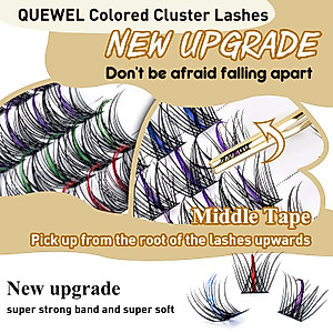 QUEWEL Cluster Lashes 72 Pcs Wide Stem C/D Curl 8-16mm Length DIY Eyelash Extension False Eyelashes Natural&Mega Styles