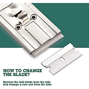 DILAKS 2-Pack Razor Scraper, All Metal Heavy Duty Razor Blade Scraper with Extra 20-Piece Blades