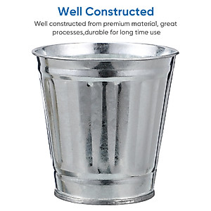 Kichvoe Mini Galvanized Trash Can with Lid Tiny Wastebasket Trash Bin Small Metal Buckets Garbage Bin Tabletop Rubbish Bin Flower Pot Pen Holder for Succulent Office