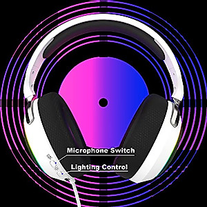 targeal PC Gaming Headset with Microphone for PS5/PS4/Switch/PC/Laptop/Mac - USB Wired 7.1 Surround Sound Gamer Headphone with Noise Canceling Mic - 4 Modes RGB- White Headset