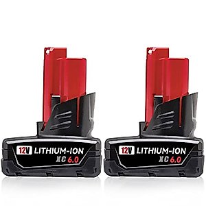 VANON 6.0Ah 12V Batteries Replacement for Milwaukee M-12 Battery XC Lithium Ion Compatible with Milwaukee 12 Volt 48-11-2401 48-11-2402 48-11-2460 48-59-2401 Cordless Power Tools 2Pack