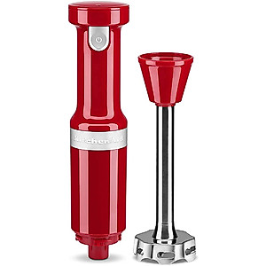 KitchenAid Cordless Variable Speed Hand Blender - KHBBV53 & KHM7210ER 7-Speed Digital Hand Mixer with Turbo Beater II Accessories and Pro Whisk - Empire Red