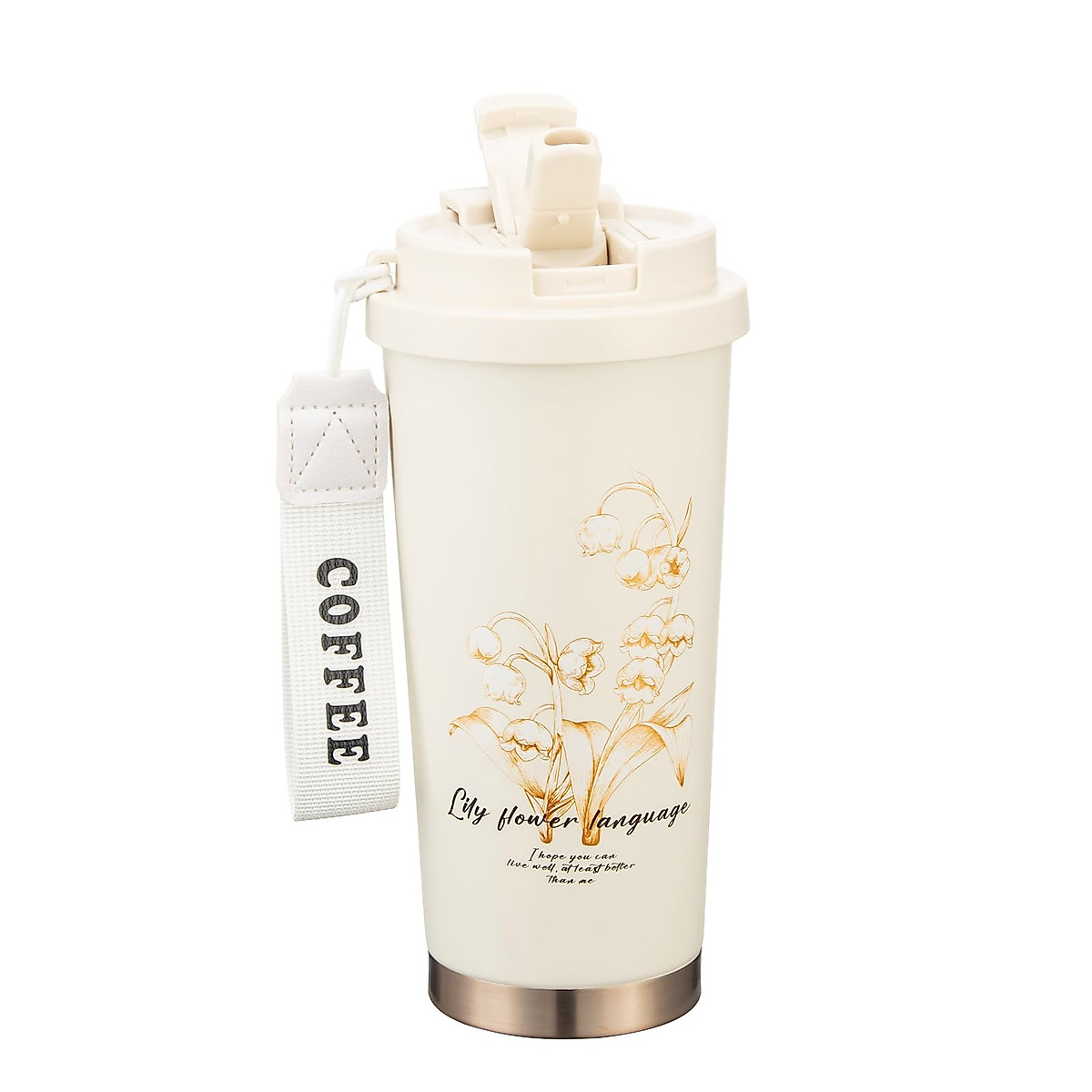 Simcat Coffee Tumblers 316 Ceramic-Lined Insulated Stainless Steel Travel Coffee Mug Leak Proof 17oz Coffee Tumblers with Lid and Straw for Keep Hot/Ice Coffee,Tea (White)