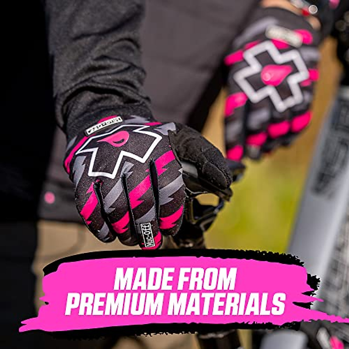 Muc Off Bolt MTB Gloves, L - Slip-On Cycling Gloves for MTB/BMX/Gravel/Road Bikes - Touch Screen Compatible Mountain Bike Gloves for Men and Women