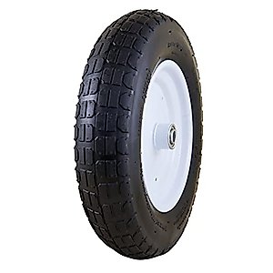 Marathon 14.5" Universal Replacement Wheelbarrow Wheel with Adapter Kit, Black
