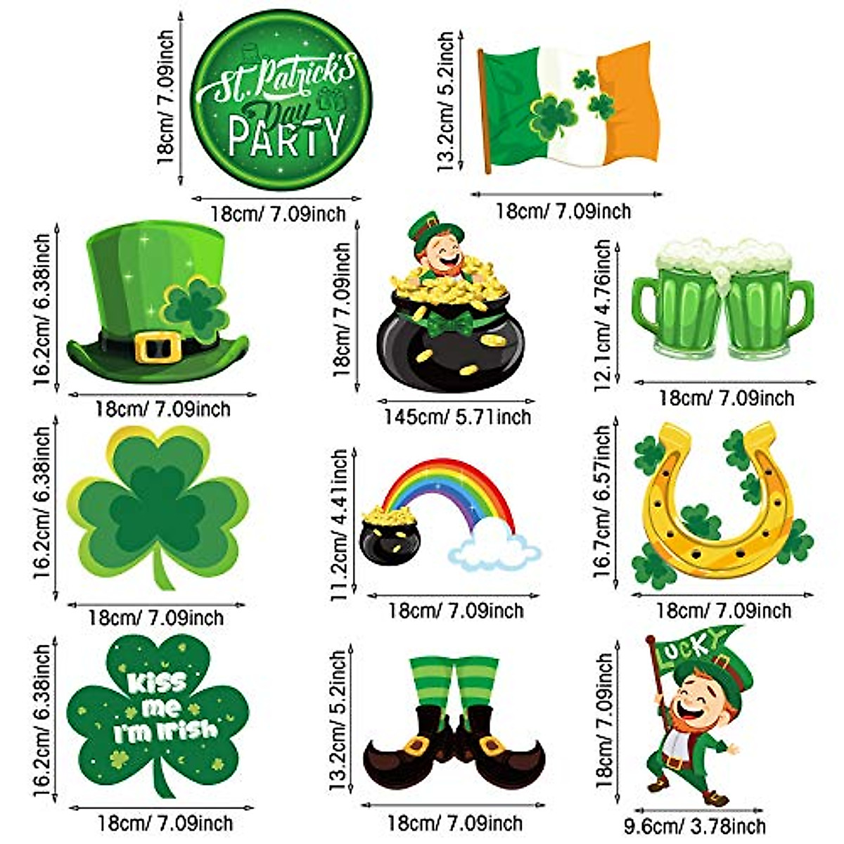 30 Pieces St. Patrick's Day Decorations, Green Lucky Irish Shamrock Clover Leprechaun Horseshoe Sign Foil Hanging Swirls Ceiling Decor for Saint Patrick Party Lucky Day Home Party Favors Supplies
