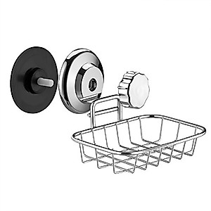 SANNO Vacumn Suction cups Shower Caddy Soap Dish Double Bath Hook-Bath Organizer Kitchen Storage Basket for Shampoo, Conditioner, Soap- Anti Rust stainless steel (set of 3)