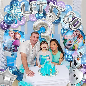 13 PCS Frozen Birthday Party Decorations-Snowman Birthday Party Balloons, Frozen Themed Birthday Party Foil Balloons for Children 3rd Birthday Party