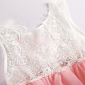 Kids Toddler Baby Girl Easter Outfits Bunny Sleeveless Dress Lace Tutu Skirt One Piece Mesh Summer Princess Sundress (Pink, 1-2T)