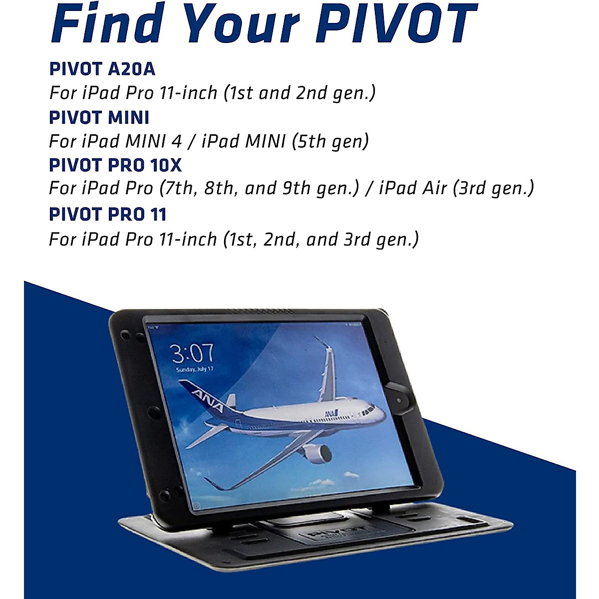 PIVOT MN5 Versatile Tablet Case - Fits iPad Mini 5th gen & iPad Mini 4-360 Degree Protection - for Professional Pilots, General Aviation - Gray
