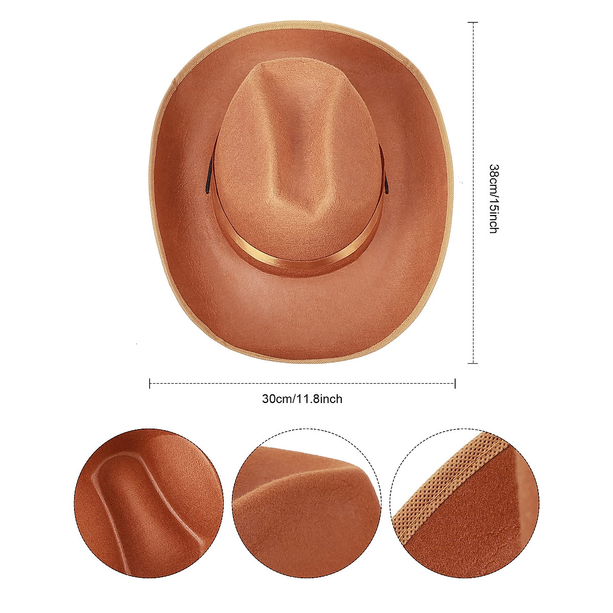 Zhanmai Fringe Vests Cowgirl Outfits for Women Faux Suede Tassels 70s Hippie Clothes Vest Jacket Western Cowgirl Hat(Brown, M)