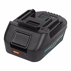 Xinriga DM18M Battery Adapter Compatible with Dewalt 20V MAX Battery and Compatible with Milwaukee M18 18V Battery Covert to Makita 18V Lithium-ion Battery, with USB and Type-C Fast Charging Ports