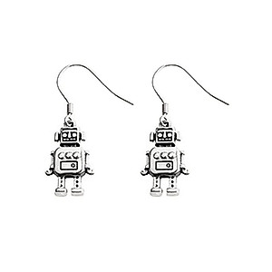 Vintage Robot Dangle Earrings for Women Hypoallergenic Charms Drop Hook Stud Fashion Unique Birthday Holiday Jewelry Unisex Gifts for Daughter Son