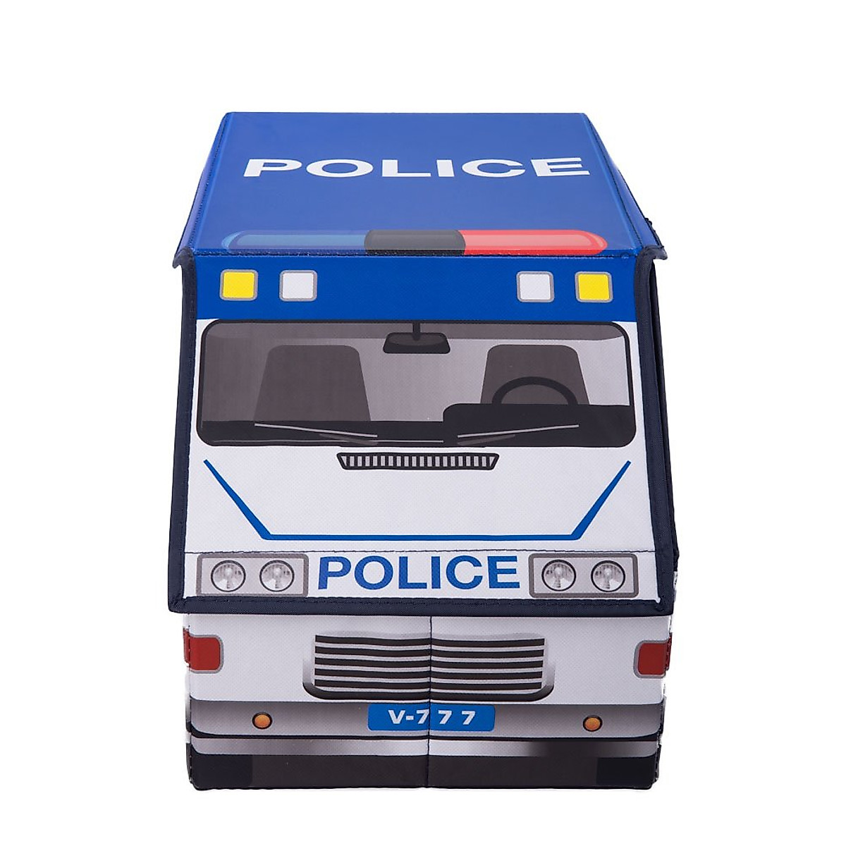 Clever Creations Collapsible Storage Organizer and Ottoman, Perfect Vehicle Themed Toy Chest for Storing Books, Shoes, Games and More, Police Car