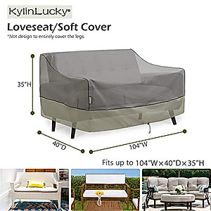 KylinLucky Patio Furniture Covers Waterproof, 3-Seater Sofa Covers - Outdoor Furniture Covers Fits up to 104 x 40 x 35 inches