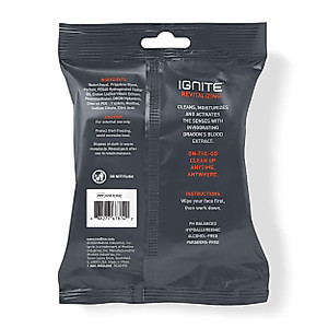 Ignite Mens Body Wet Wipes, Extra Thick 8" x 8" Shower Wipes, Revitalizing Scent, 10 Count (Pack of 5)