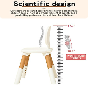 3 Level Height Adjustable Kids Chairs Plastic Preschool Chair Durable and Lightweight Child Chair with a Maximum Load Capacity of 130 pounds Suitable for Day Care, Classroom, and Home (1-Pack Beige)