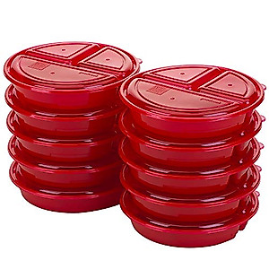 GoodCook BPA Free Meal Prep Round 3-Comparment Container, Set of 10 – Microwave & Dishwasher-Safe Food Organizers, Food Storage Set with Snap Shut Lids, Meal Prep Kitchen Containers
