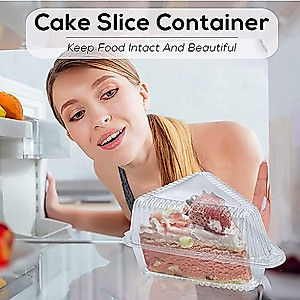 MFDSJ 100 Pieces Cake Slice Plastic Containers with Lids 5 Inches Hinged Lid Cheese cake Container, for Home, Bakery and Cafe